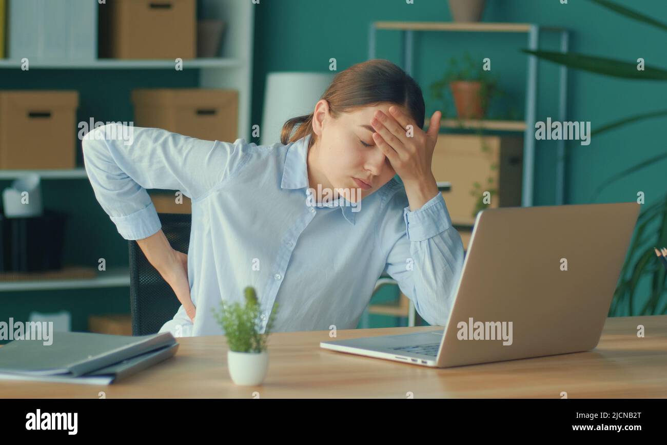 Sick businesswoman trying work hi-res stock photography and images - Alamy