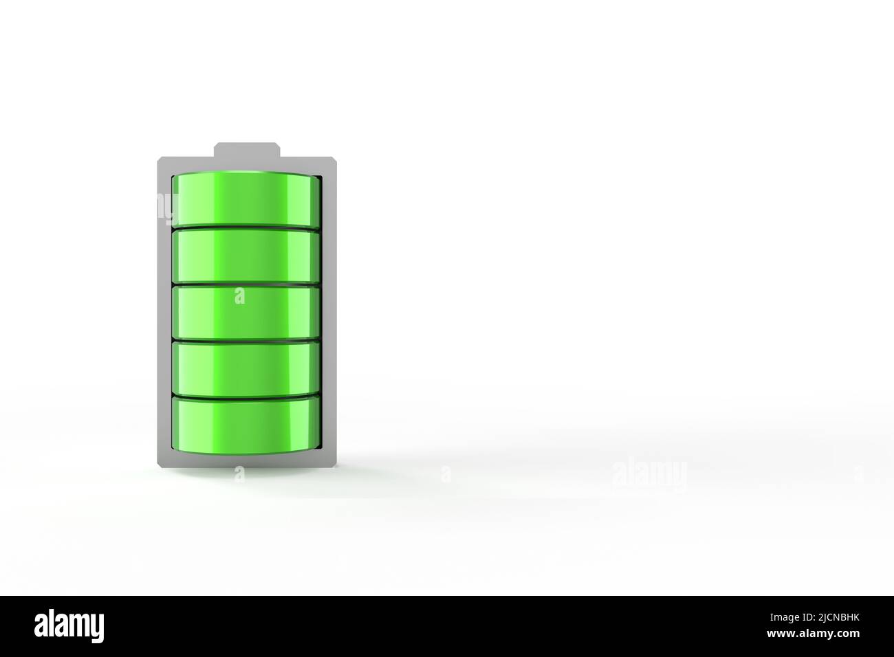 Abstract battery with a full charge on a white background. Battery or ...