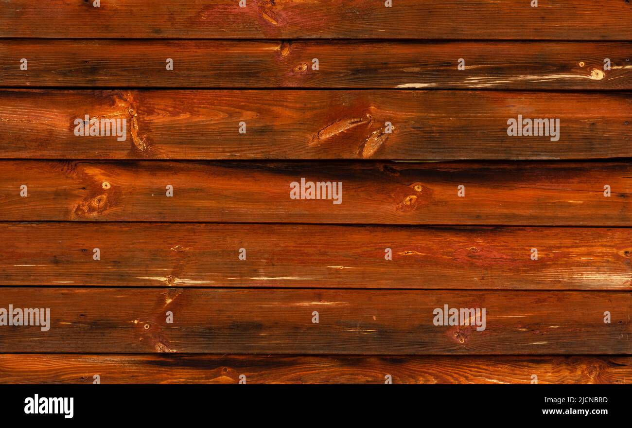 Cracked wood background. Brown old wooden planks. Horizontal lines on ...