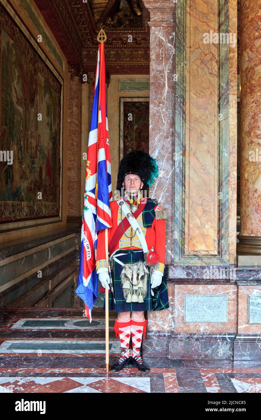An officer with the colours of the 92nd (Gordon Highlanders) Regiment ...