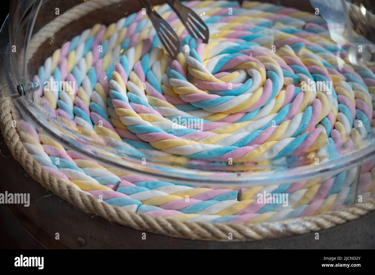 Colorful sweet candies, jelly beans and bombons in Spanish candy shop ...