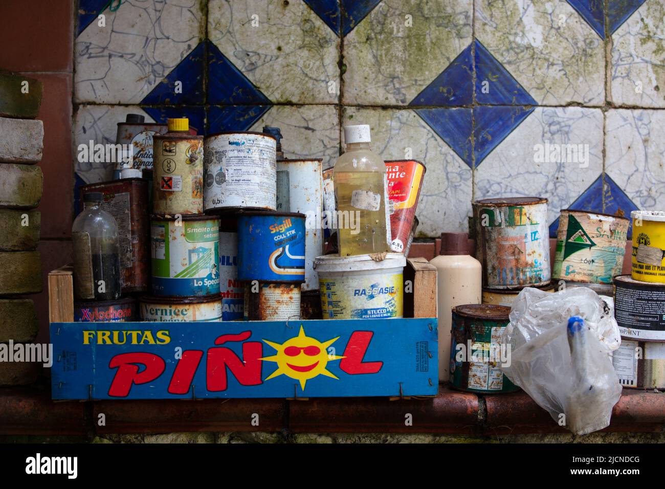 an amazingly beautiful and colourful photograph of tin cans against a ...
