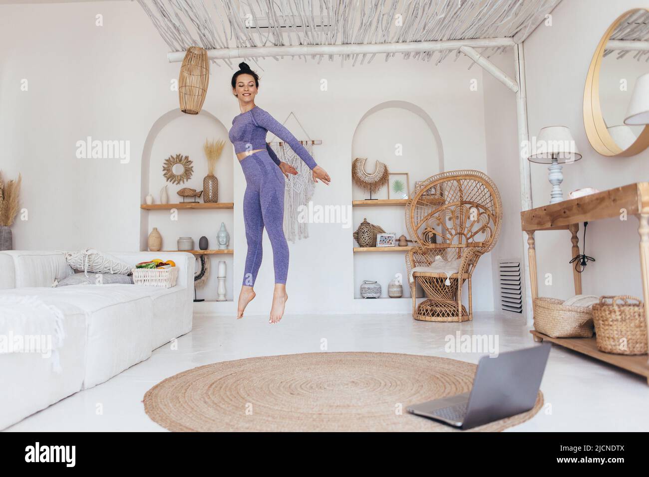 Girl doing jump practice hi-res stock photography and images - Alamy