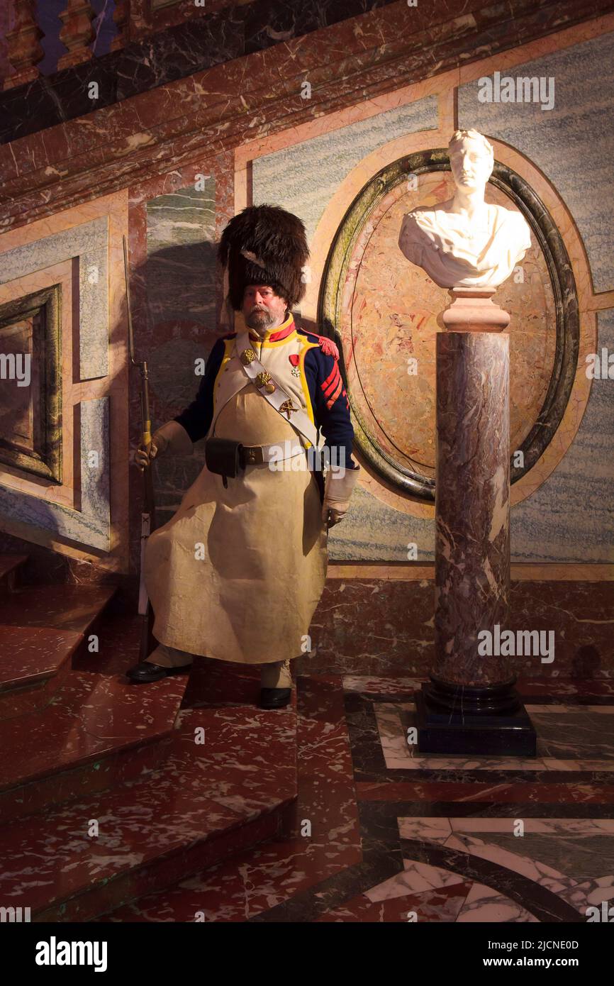 A French sapper with bearskin at the historical reenactment of the ...