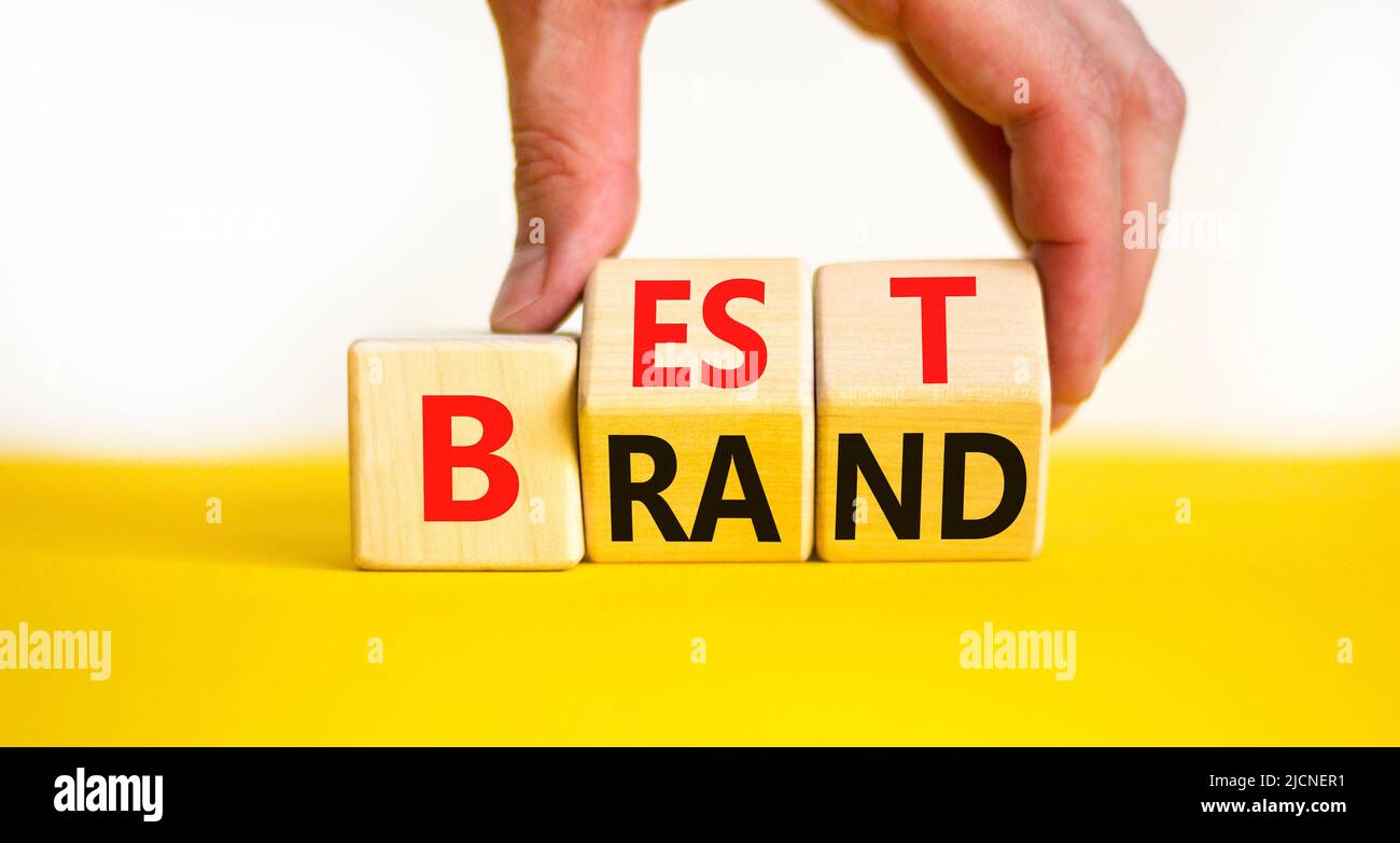 Build your best brand symbol. Concept words Best brand on wooden cubes ...