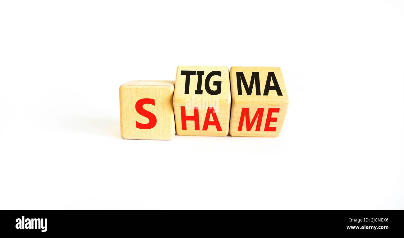 Stigma or shame symbol. Concept words Stigma or Shame on wooden cubes ...