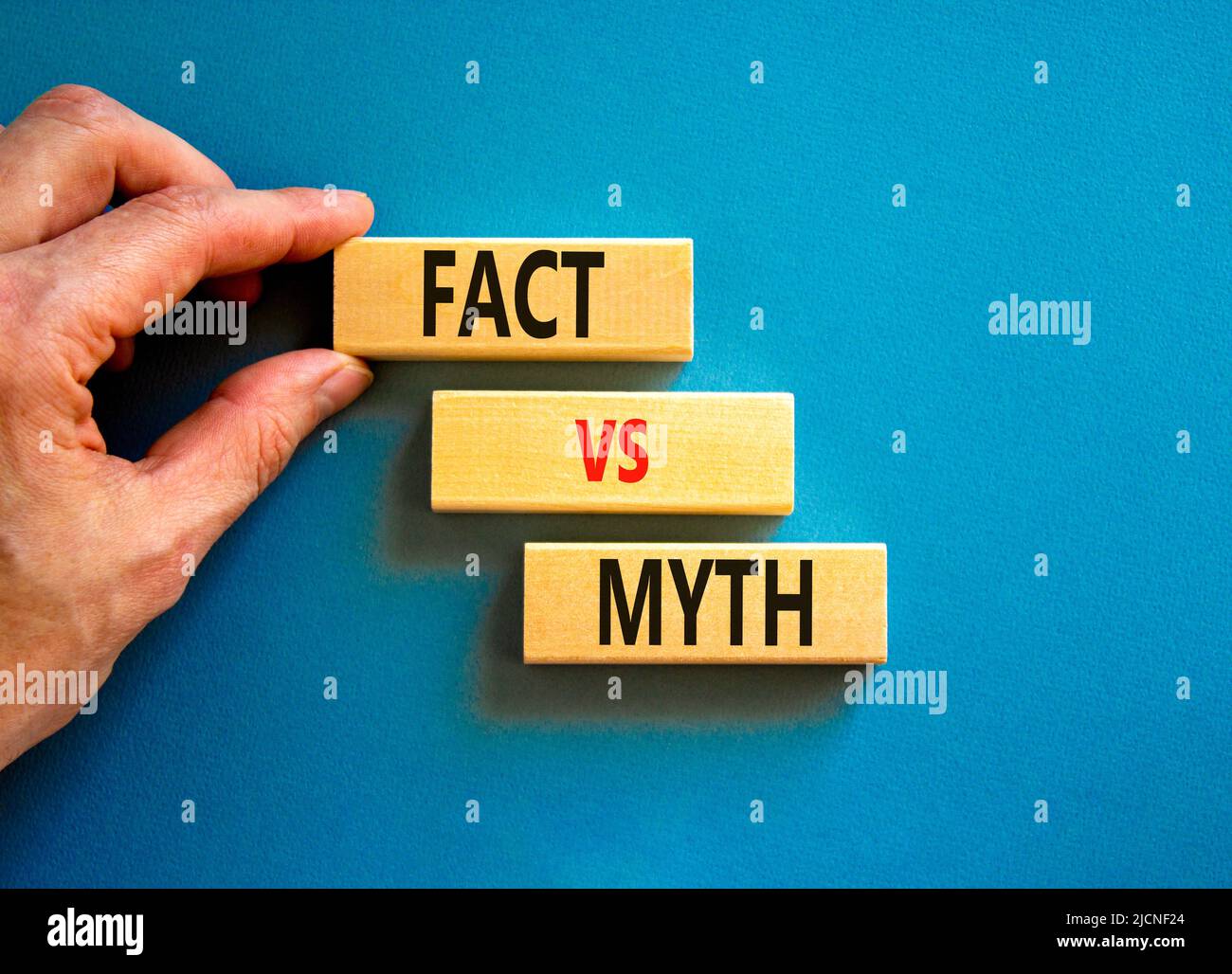 Fact vs myth symbol. Concept words Fact vs myth on wooden blocks on a ...