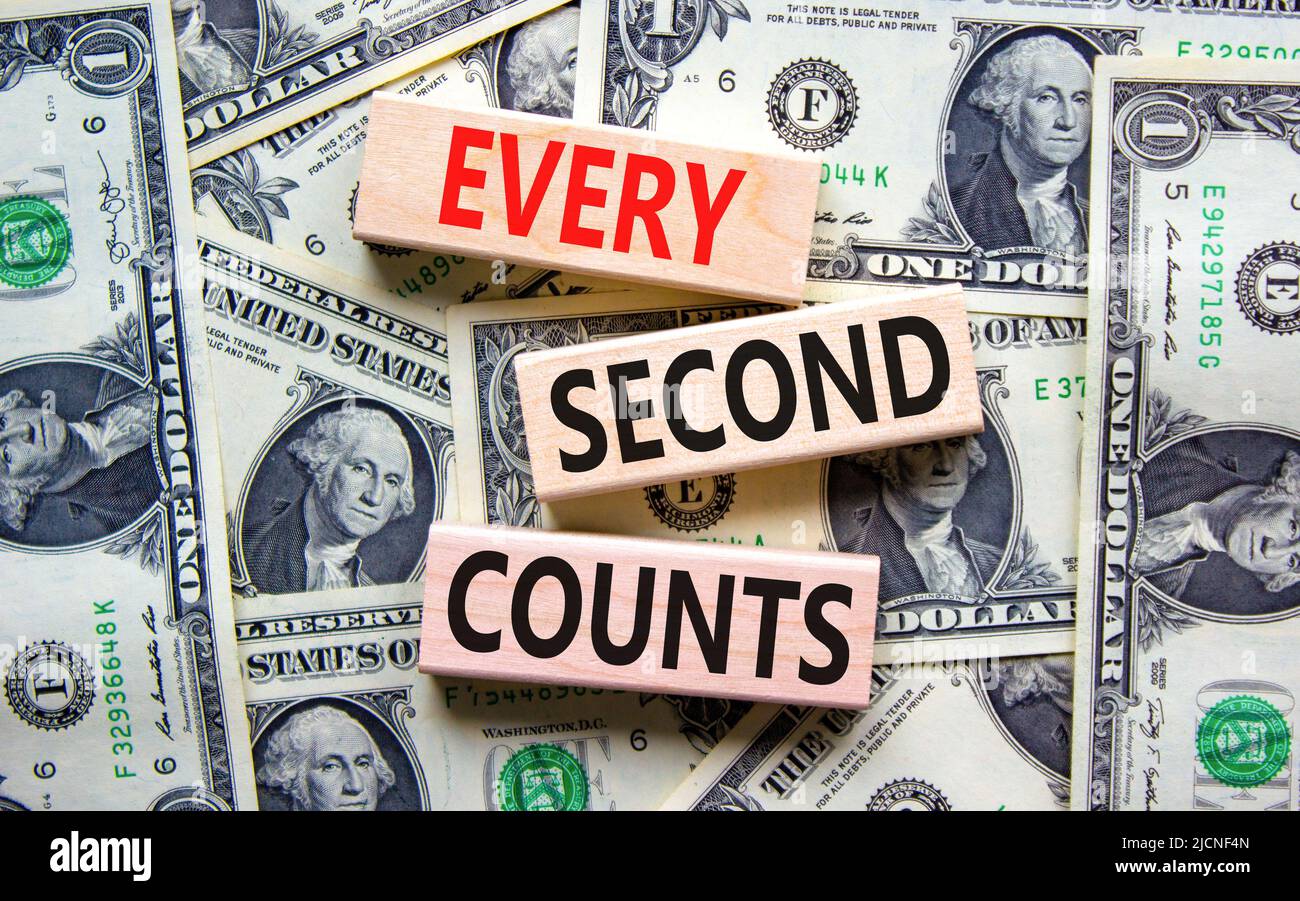 Every second counts symbol. Concept words Every second counts on wooden ...