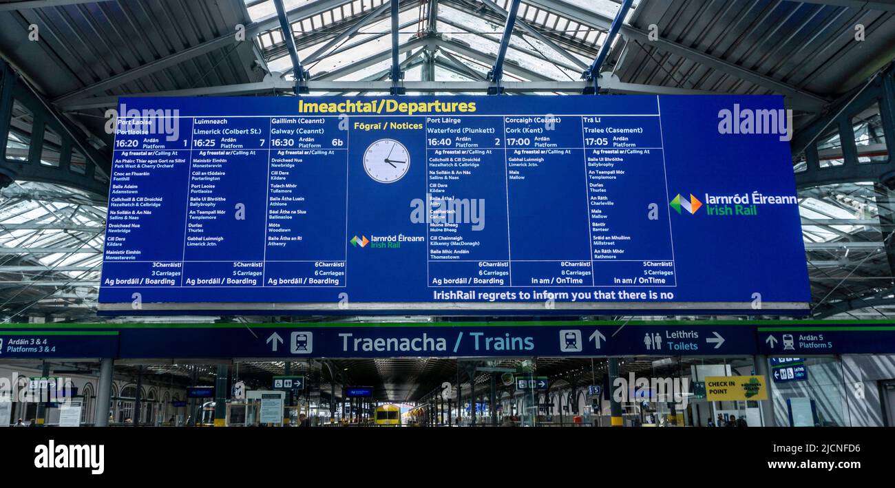 Heuston Railway Station departure times displayed on their new modern ...