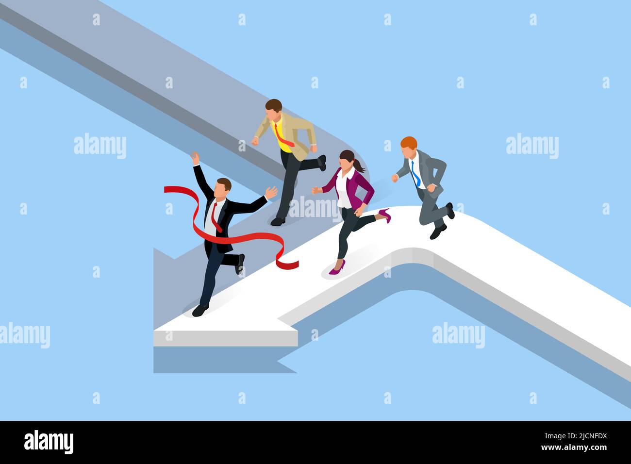 Isometric Business Success. Entrepreneur business man leader. Businessman and his business team ...