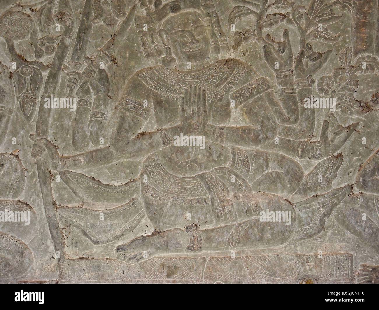 Some architectural details of the fabulous temple of Angkor Wat, the national symbol of Cambodia ...