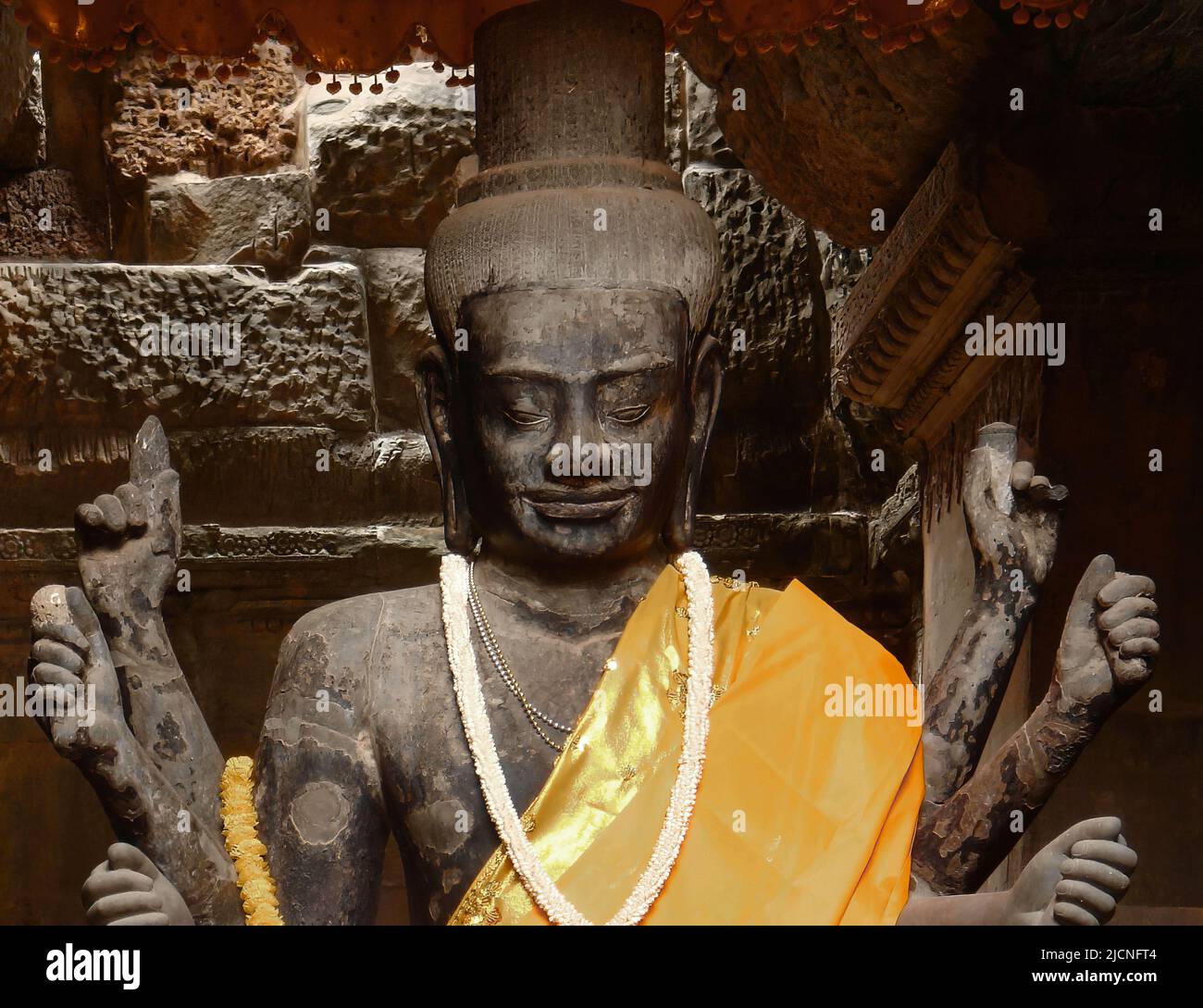Some architectural details of the fabulous temple of Angkor Wat, the national symbol of Cambodia ...