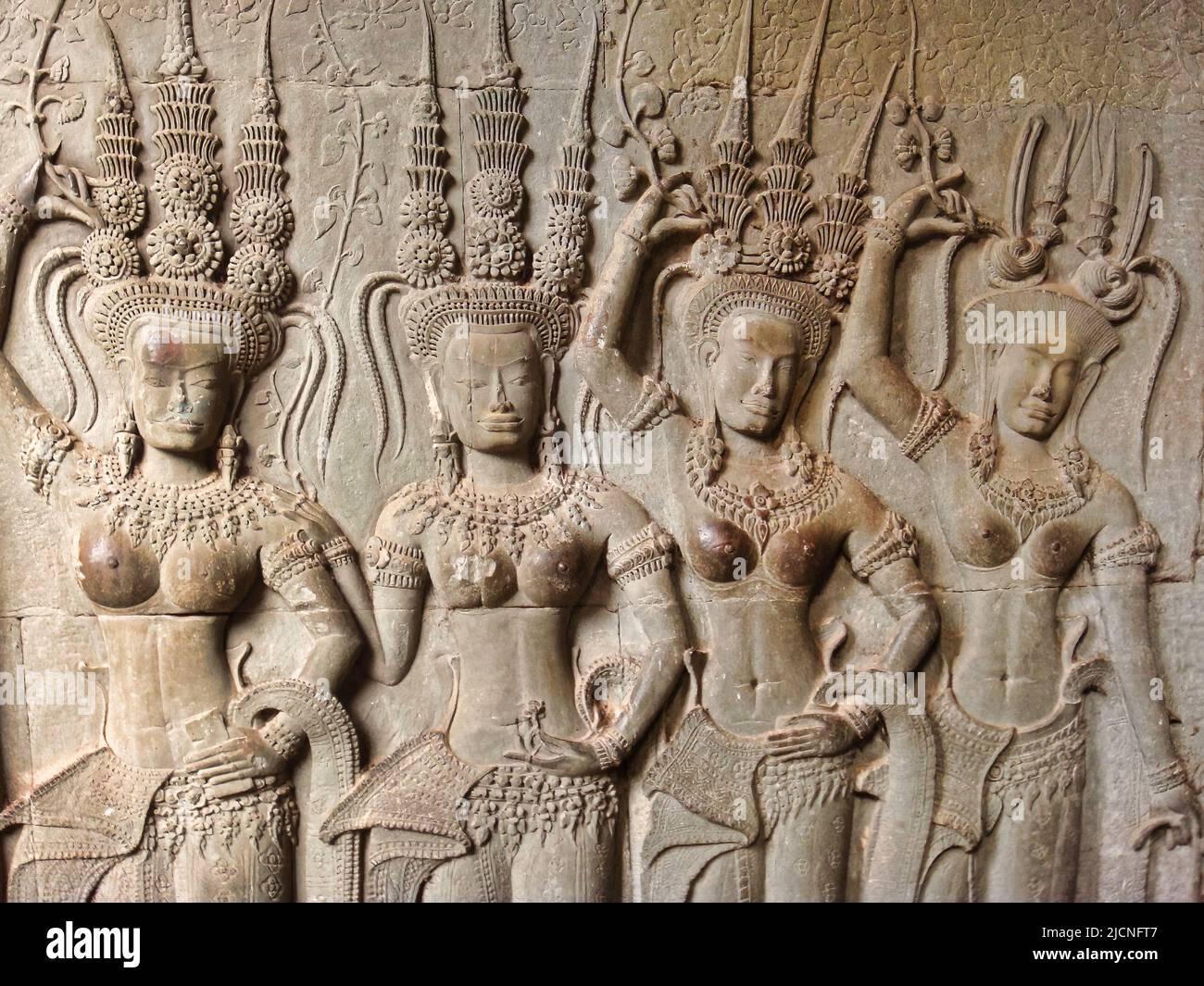 Some architectural details of the fabulous temple of Angkor Wat, the national symbol of Cambodia ...