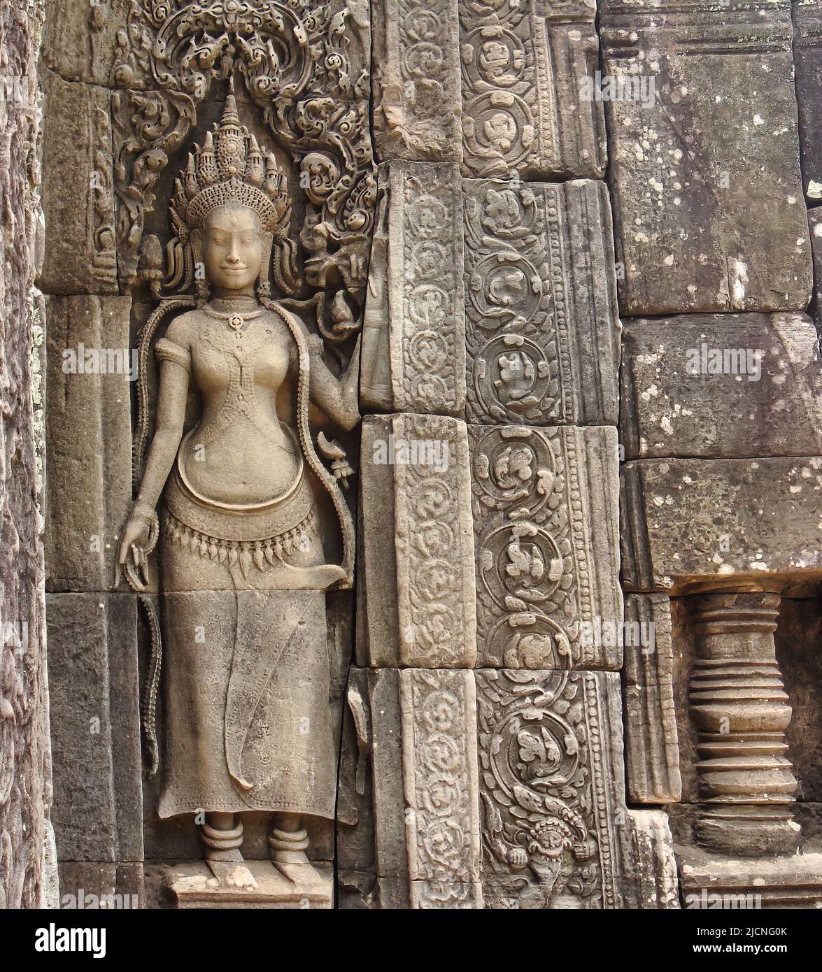 Some architectural details of the fabulous temple of Angkor Wat, the national symbol of Cambodia ...