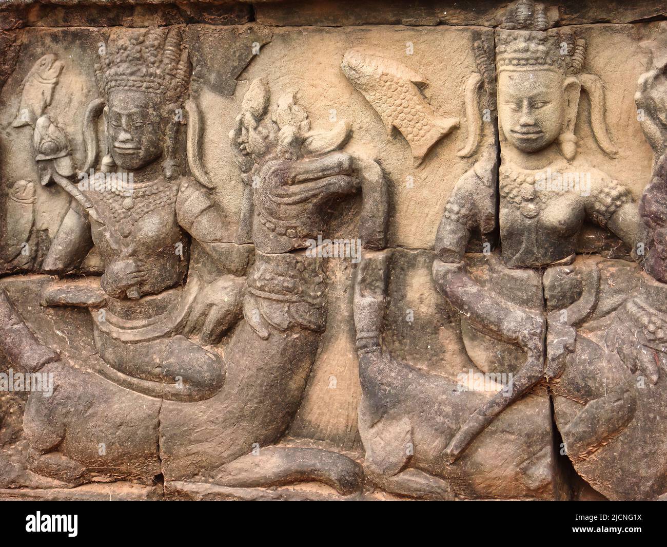 Some architectural details of the fabulous temple of Angkor Wat, the national symbol of Cambodia ...