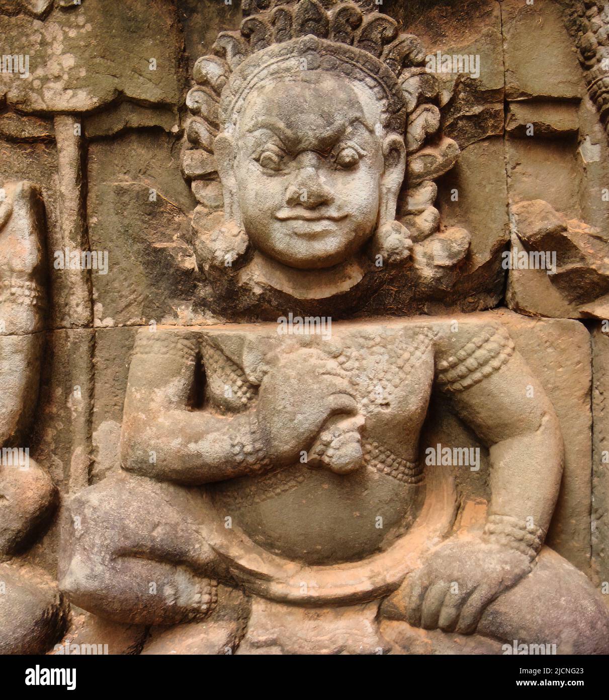 Some architectural details of the fabulous temple of Angkor Wat, the national symbol of Cambodia ...