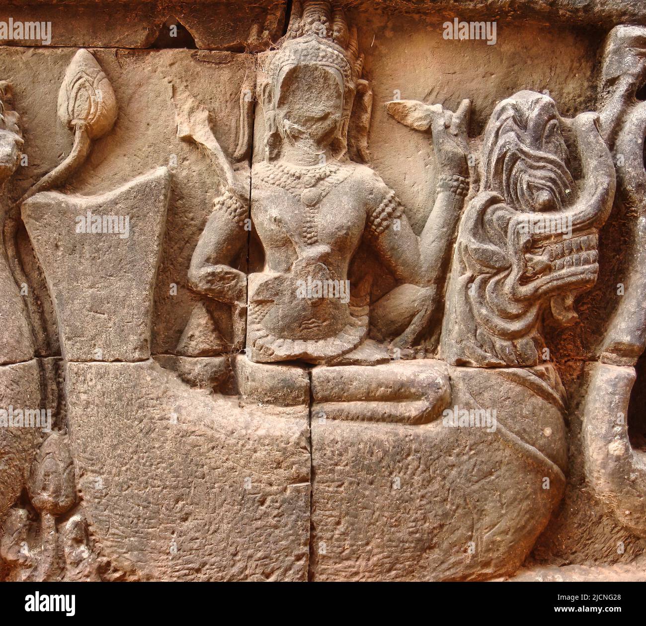 Some architectural details of the fabulous temple of Angkor Wat, the national symbol of Cambodia ...