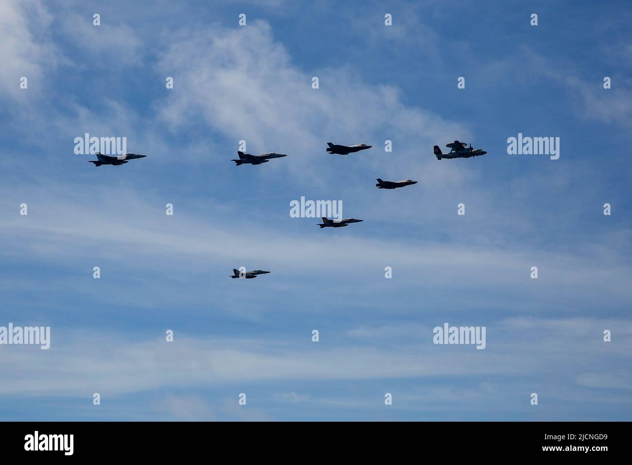 PHILIPPINE SEA (June 12, 2022) Aircraft from Carrier Air Wing (CVW) 9 ...