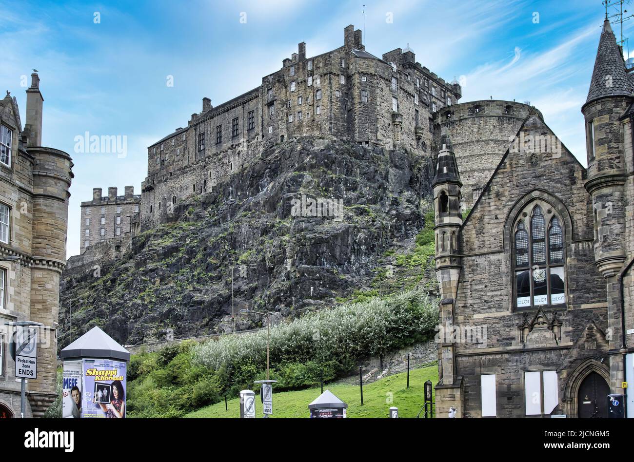 Edinburgh Castle is an ancient fortress, which from its position on top ...