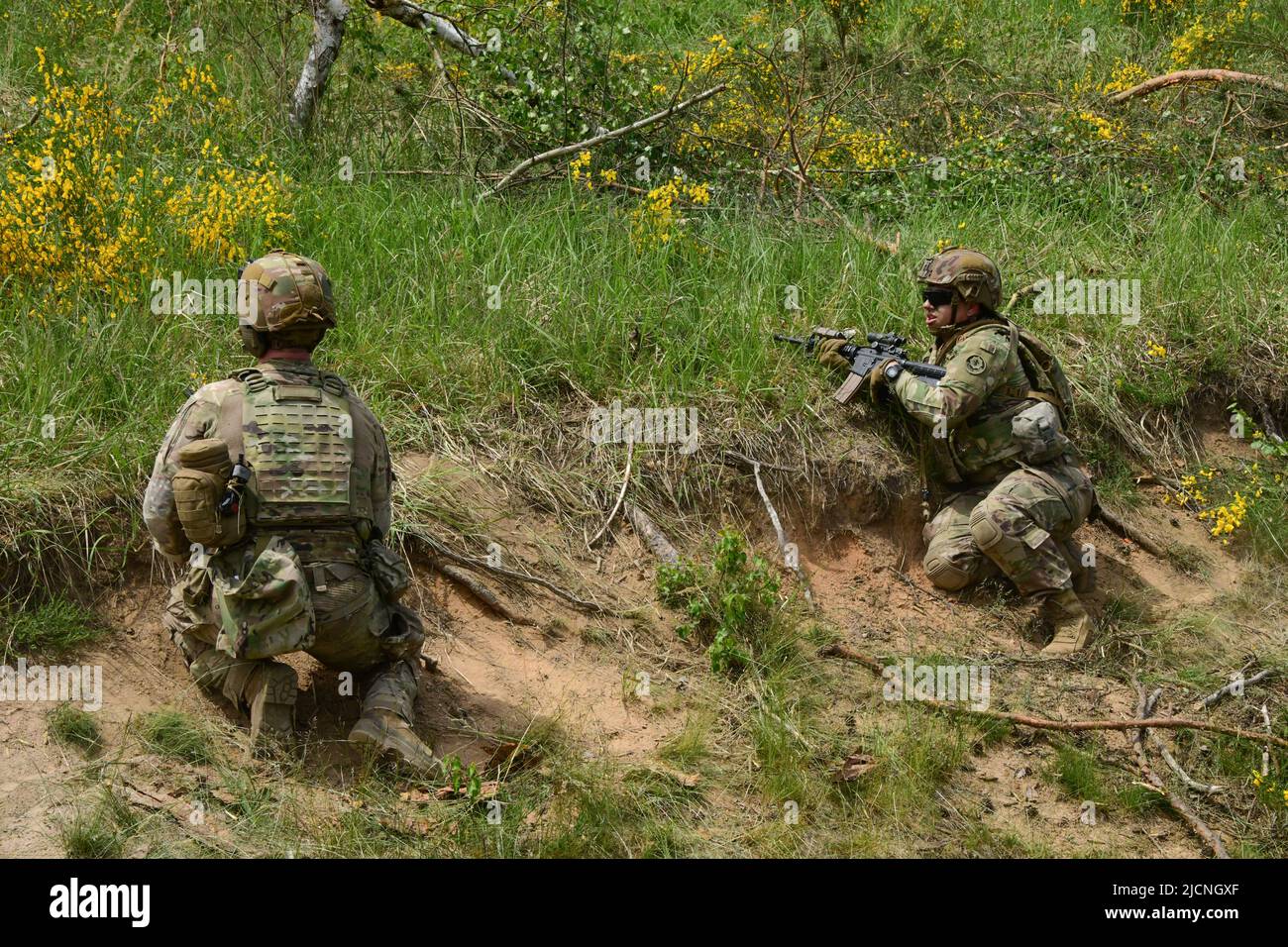 U.S. Soldiers assigned to 3rd Squadron, 2nd Cavalry Regiment, conduct a ...