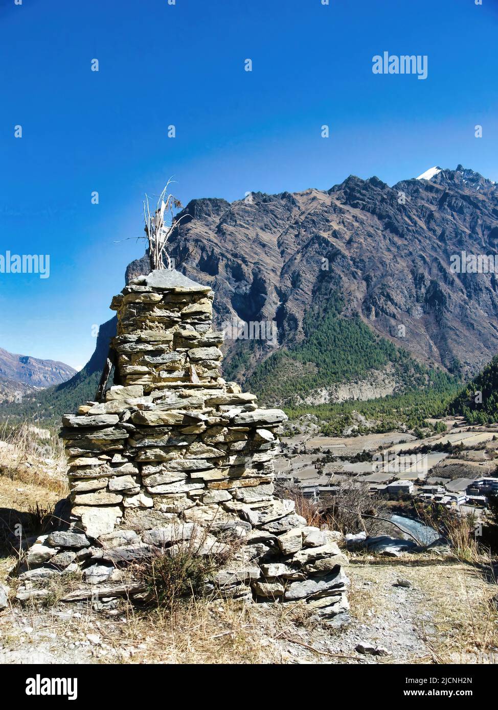 Upper Pisang village, Around Annapurna trek, Manang district, Gandaki ...