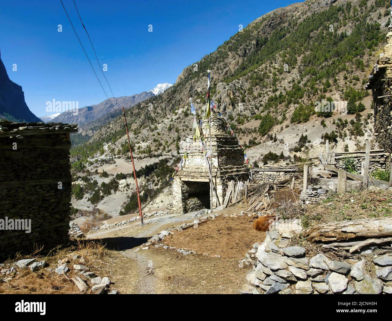 Upper Pisang village, Around Annapurna trek, Manang district, Gandaki ...