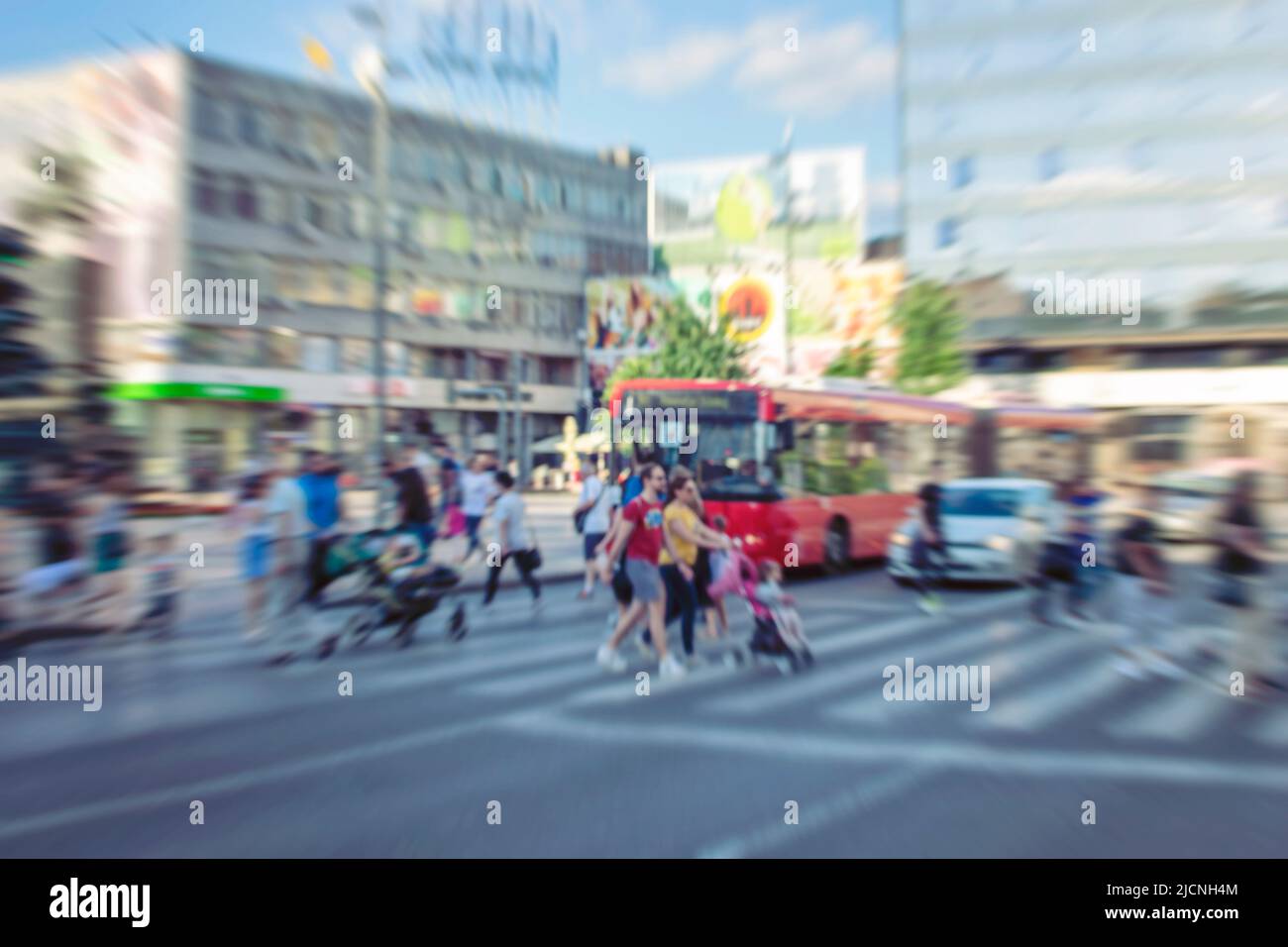 City commuters. High key blurred image of people walking in the street ...