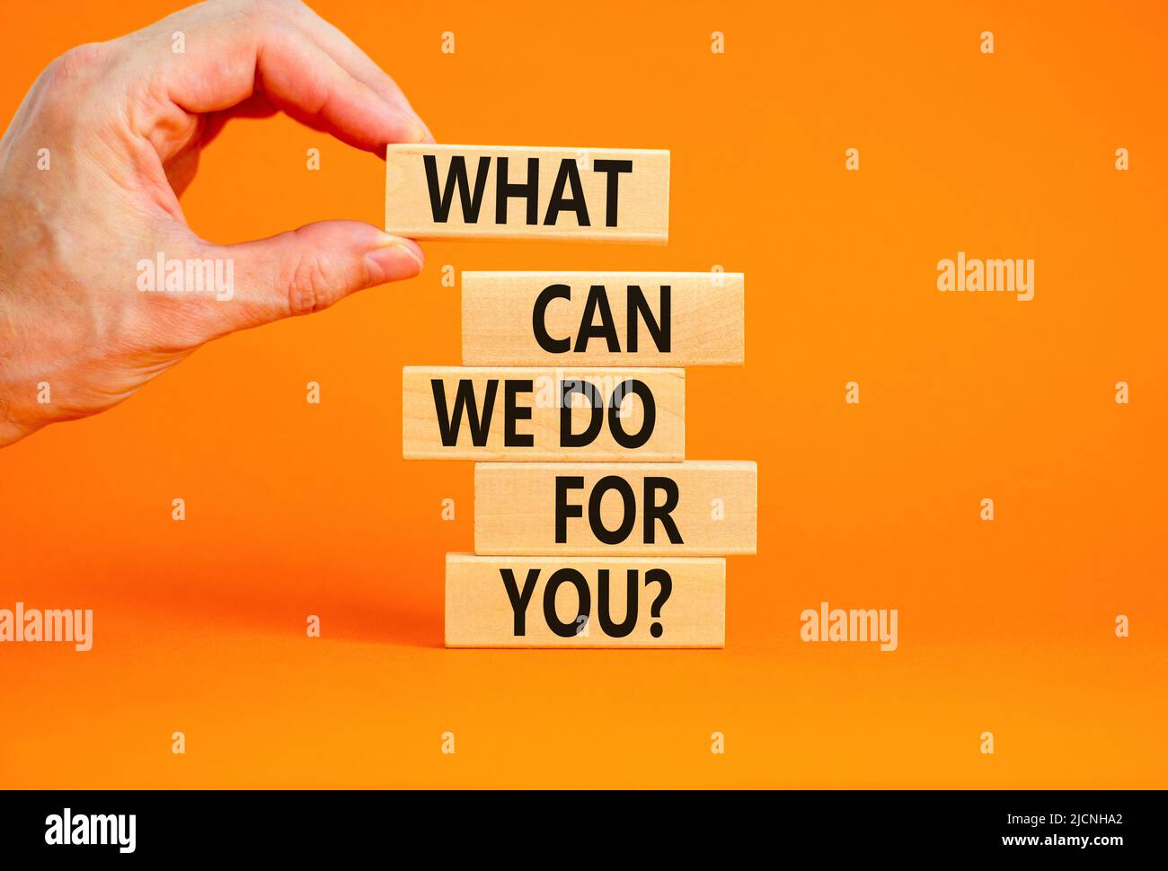 Support symbol. Concept words What can we do for you on wooden blocks ...