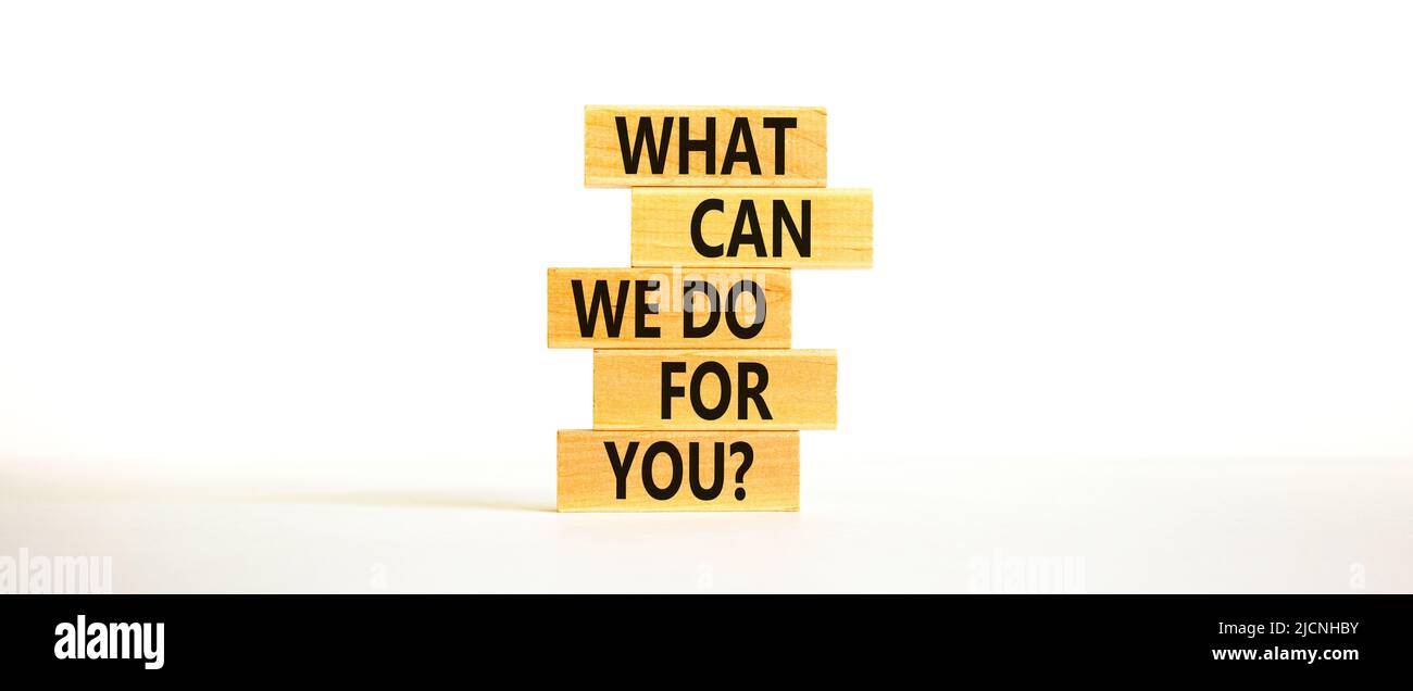 Support symbol. Concept words What can we do for you on wooden blocks ...