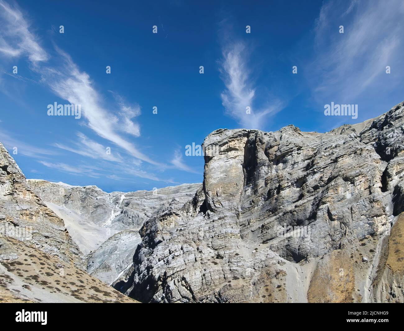 Yak Kharka (Annapurna Circuit Nepal) at 4000 meters altitude along one ...