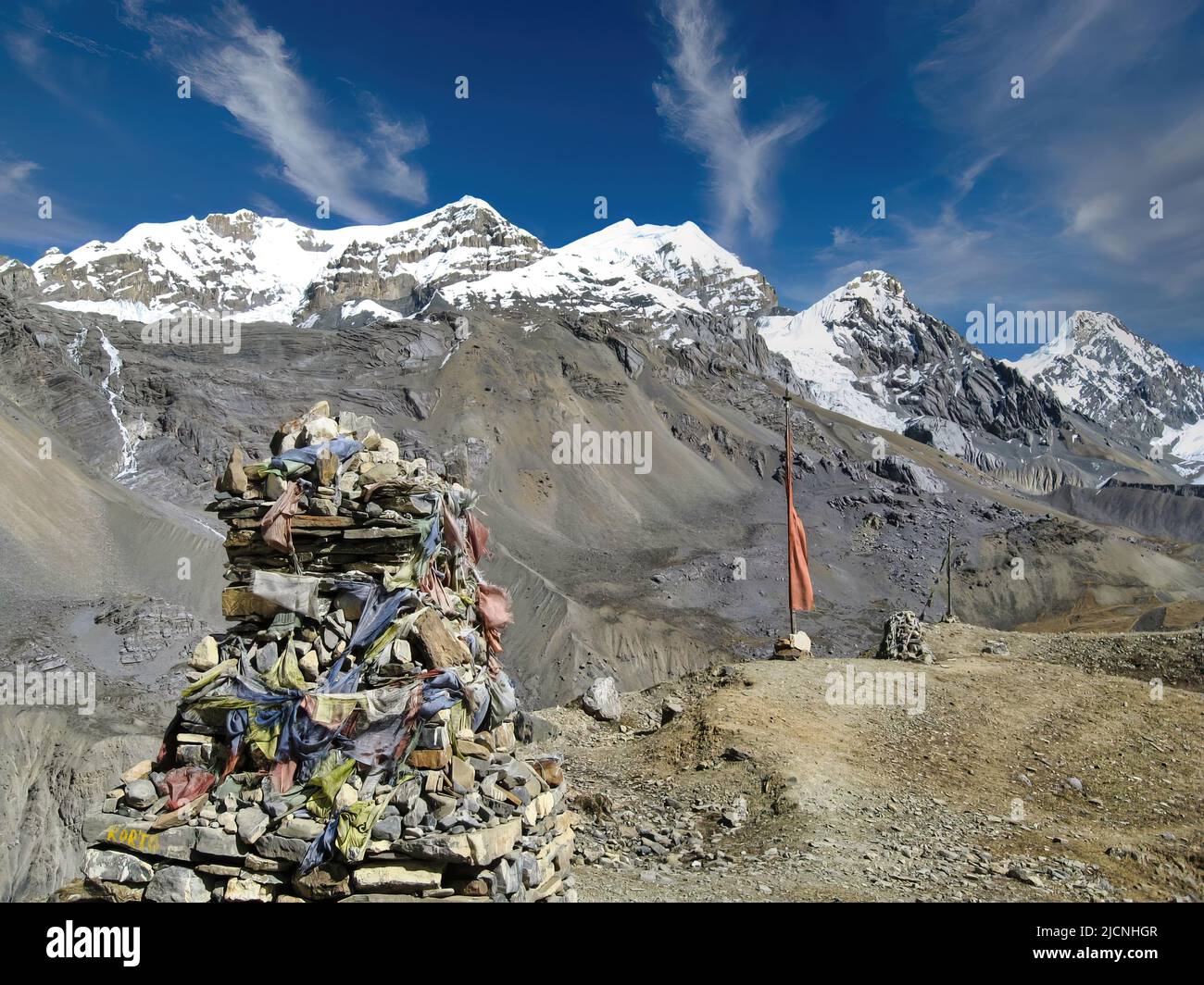 Yak Kharka (Annapurna Circuit Nepal) at 4000 meters altitude along one ...