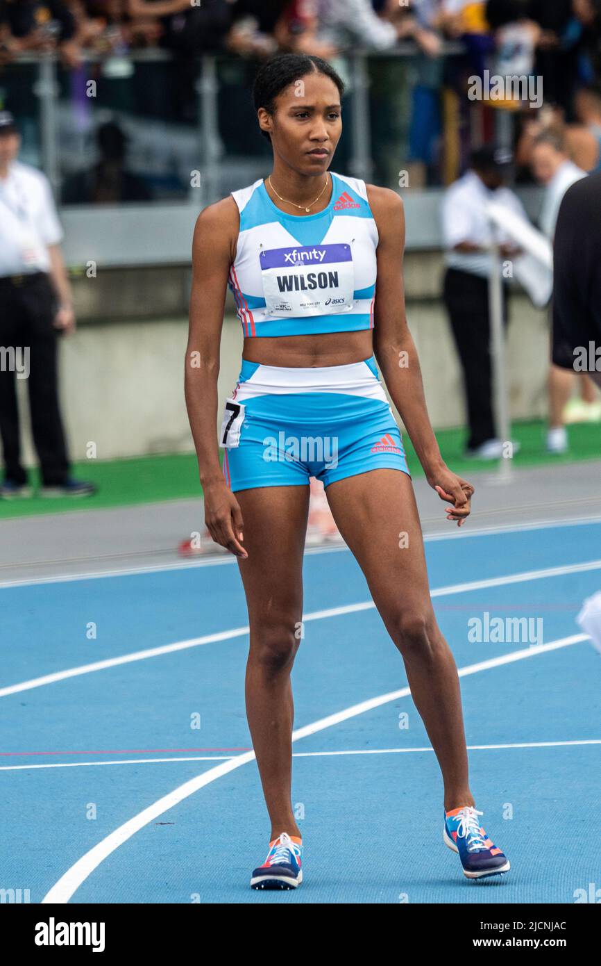 Ajee Wilson (USA) starting the women's 800m, which she won at the. 2022 ...