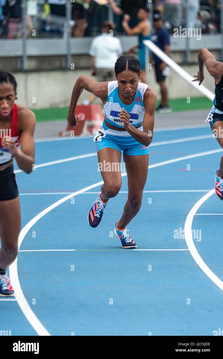 Ajee Wilson (USA) starting the women's 800m, which she won at the. 2022 ...
