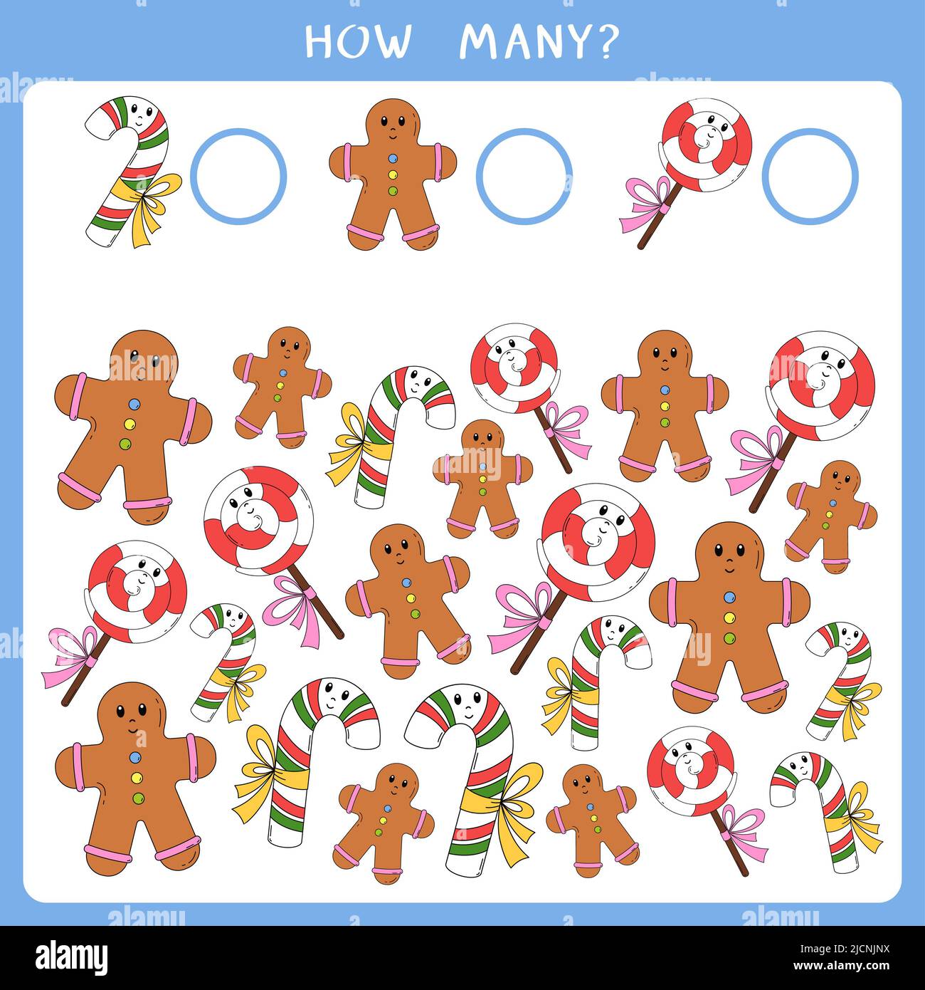 Count how many Christmas sweets and write the result Stock Photo - Alamy