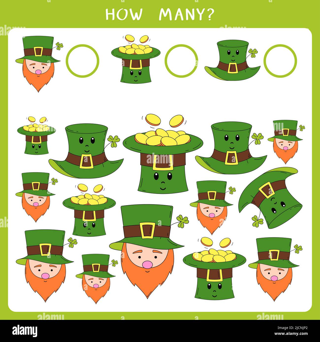 Count how many Saint Patricks day symbols and write the result Stock ...