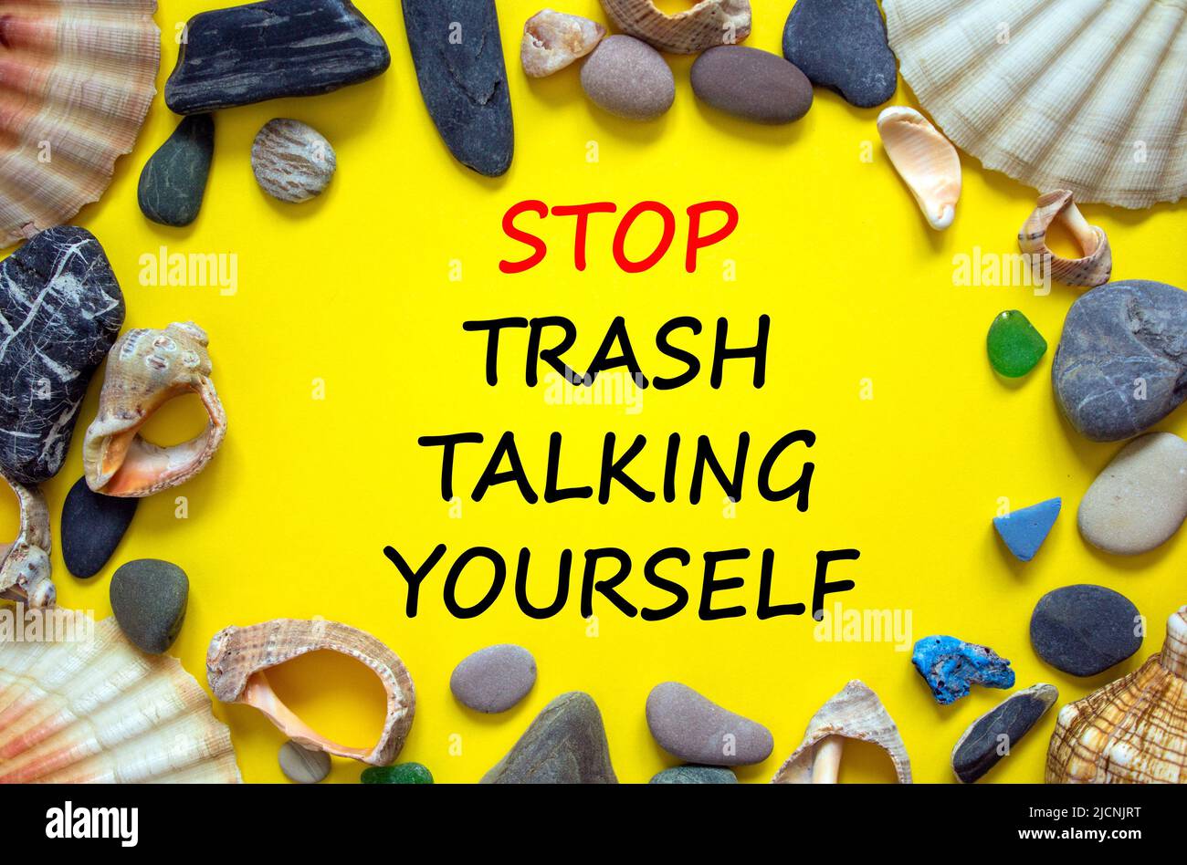Stop trash talking yourself symbol. Concept words Stop trash talking ...