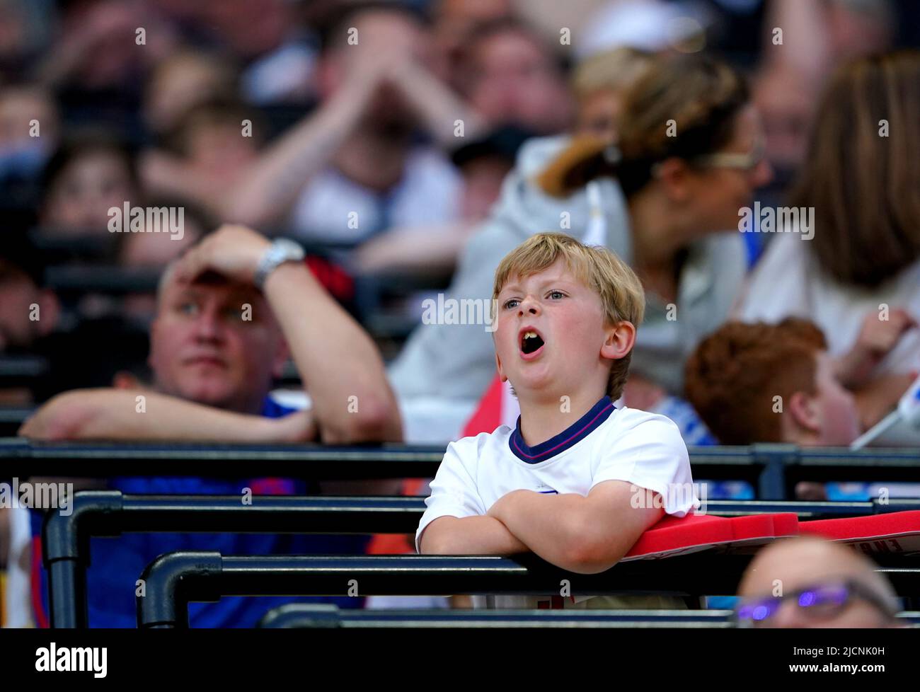 A young England fan appears dejected during the UEFA Nations League ...