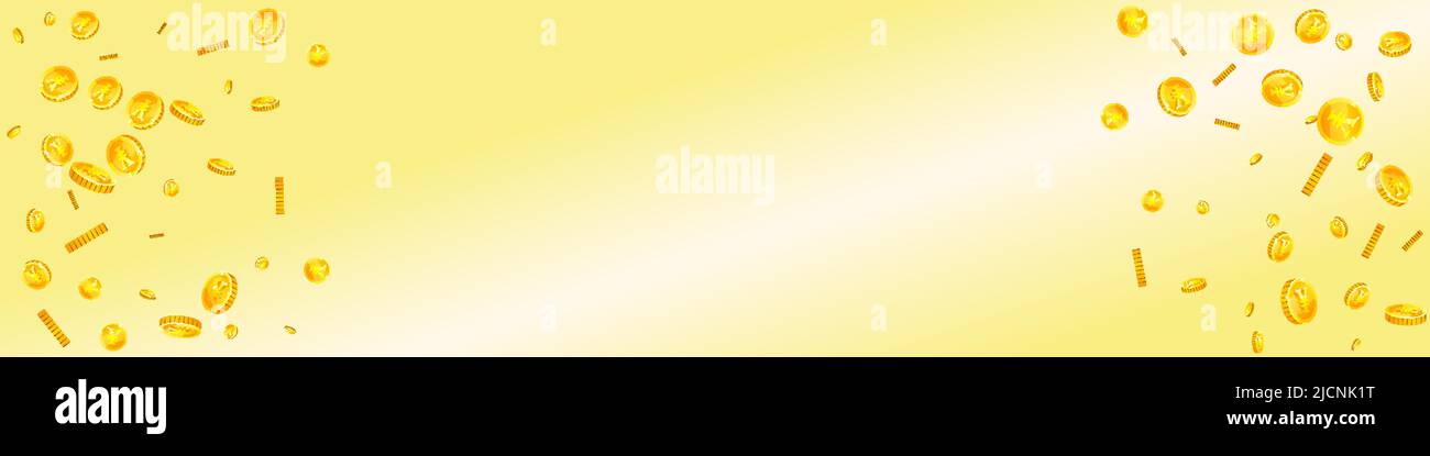 Chinese yuan coins falling. Bewitching scattered CNY coins. China money ...