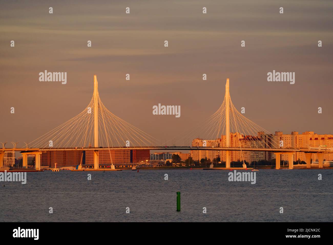 Sailing boats in the background of the new cable stayed bridge in ...