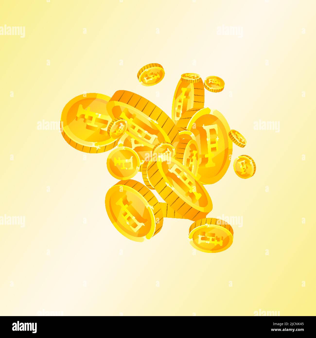 Swiss franc coins falling. Alive scattered CHF coins. Switzerland money ...