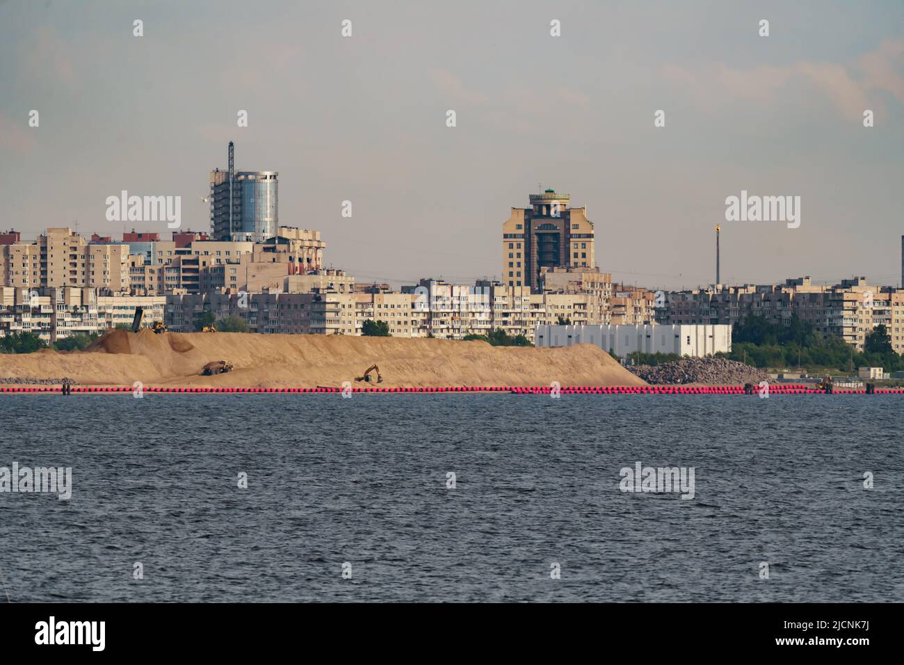 The residential complex under construction on the embankment of the ...