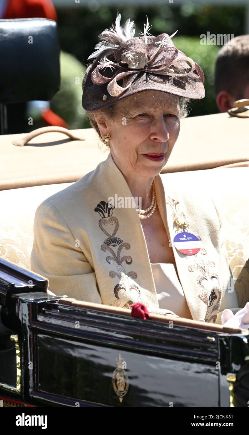 Ascot, UK. 14 June, 2022. Princess Anne, Princess Royal arrives in an ...