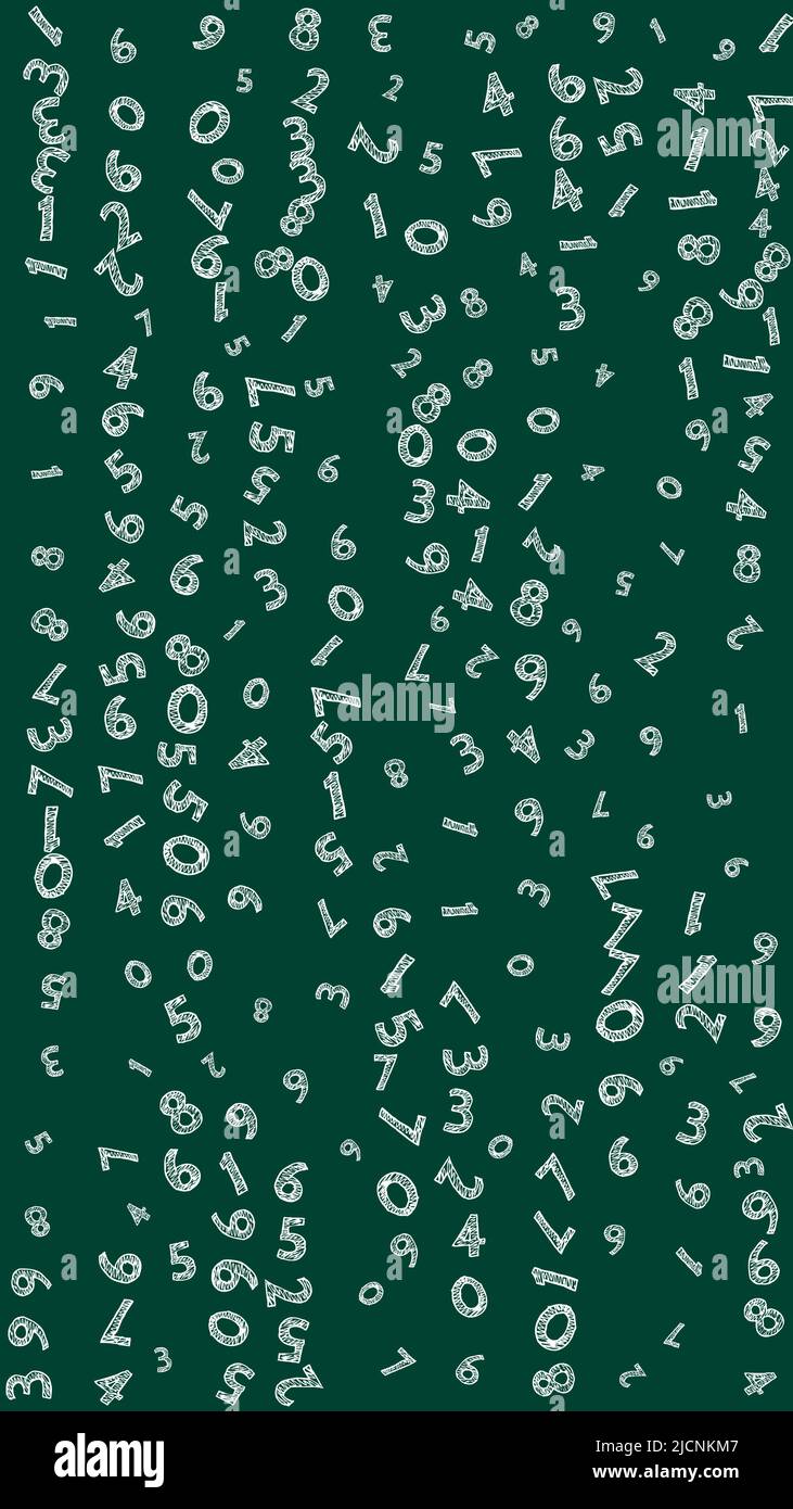 Falling sketch chalk numbers. Math study concept with flying digits ...