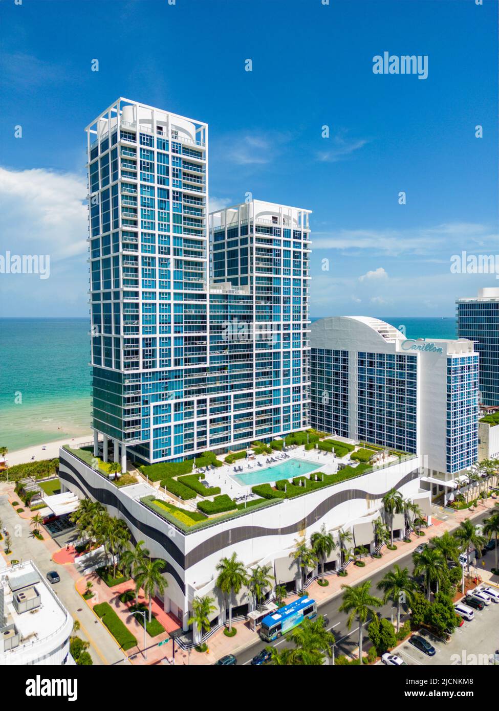 Vertical aerial photo The Carillon Hotel Miami Beach Stock Photo - Alamy