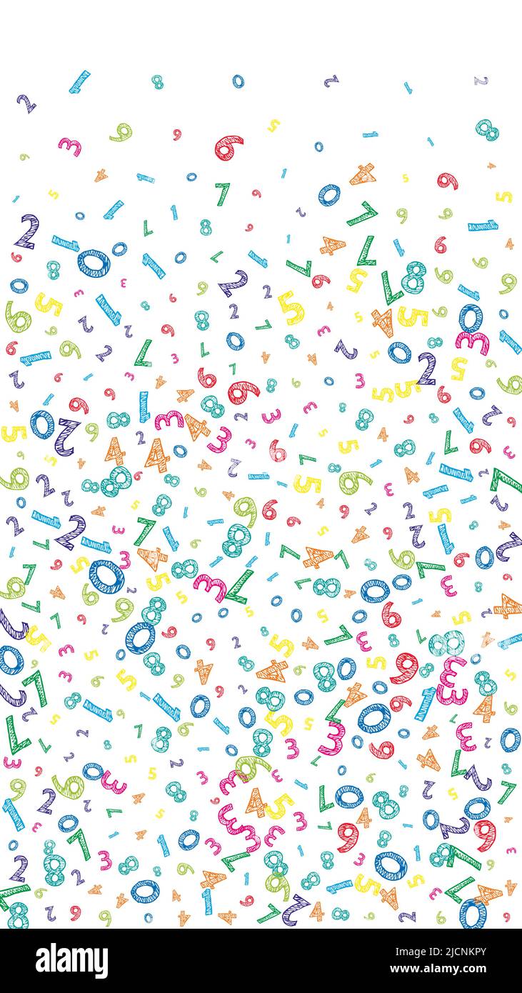 Falling colorful messy numbers. Math study concept with flying digits ...