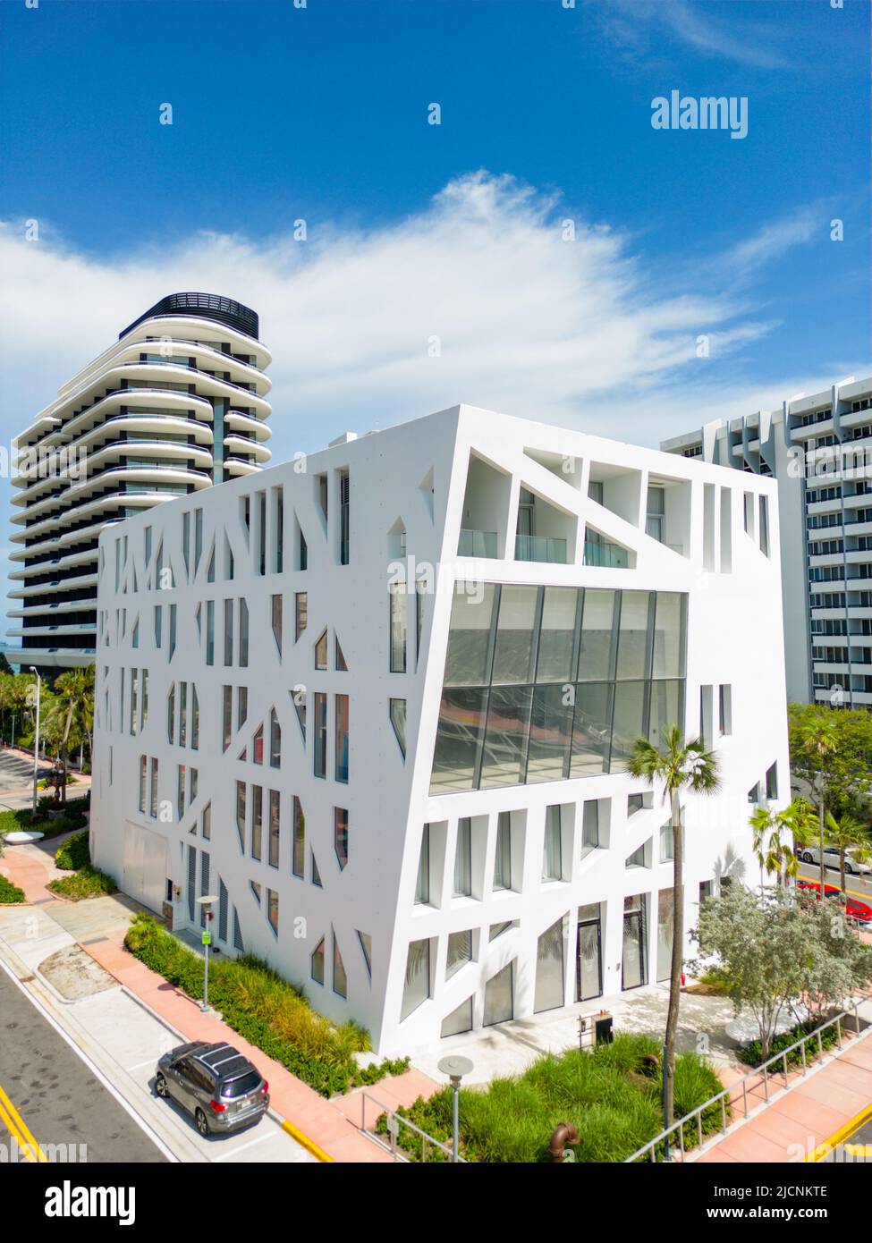 Vertical aerial photo Faena Forum Miami Beach Stock Photo - Alamy