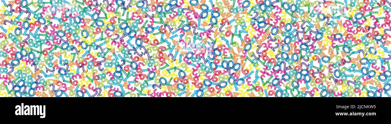 Falling colorful sketch numbers. Math study concept with flying digits ...