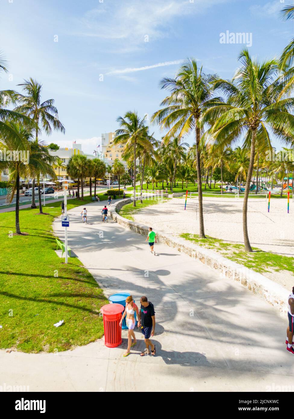 Vertical aerial photo Ocean Drive walkway Stock Photo - Alamy