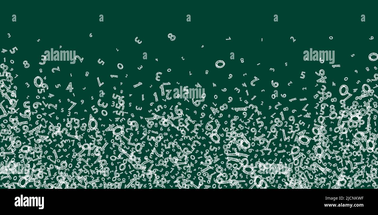 Falling childish chalk numbers. Math study concept with flying digits ...