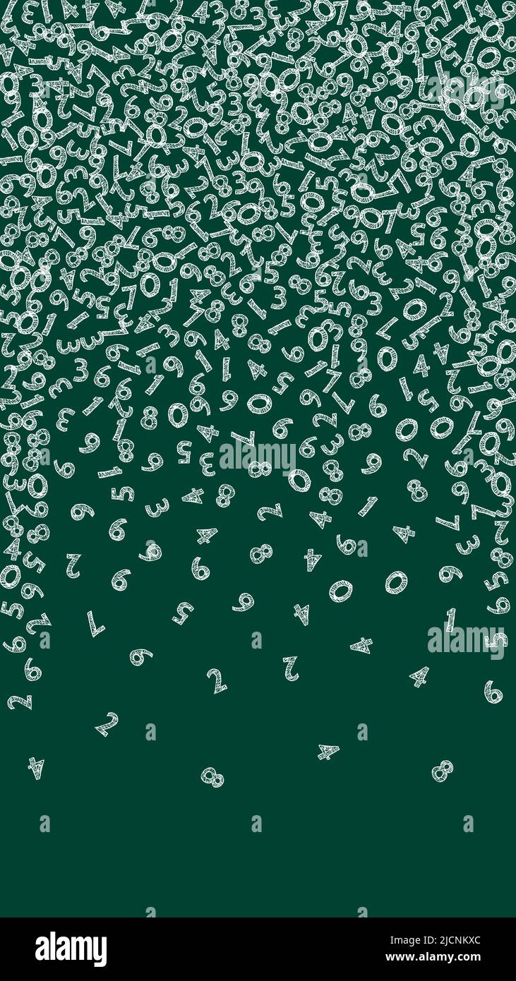 Falling handdrawn chalk numbers. Math study concept with flying digits ...